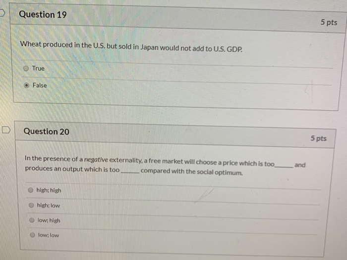 Solved Question 19 5 pts Wheat produced in the U.S. but sold | Chegg.com Solved Question 19 5 pts Wheat produced in the U.S. but sold | Chegg.com