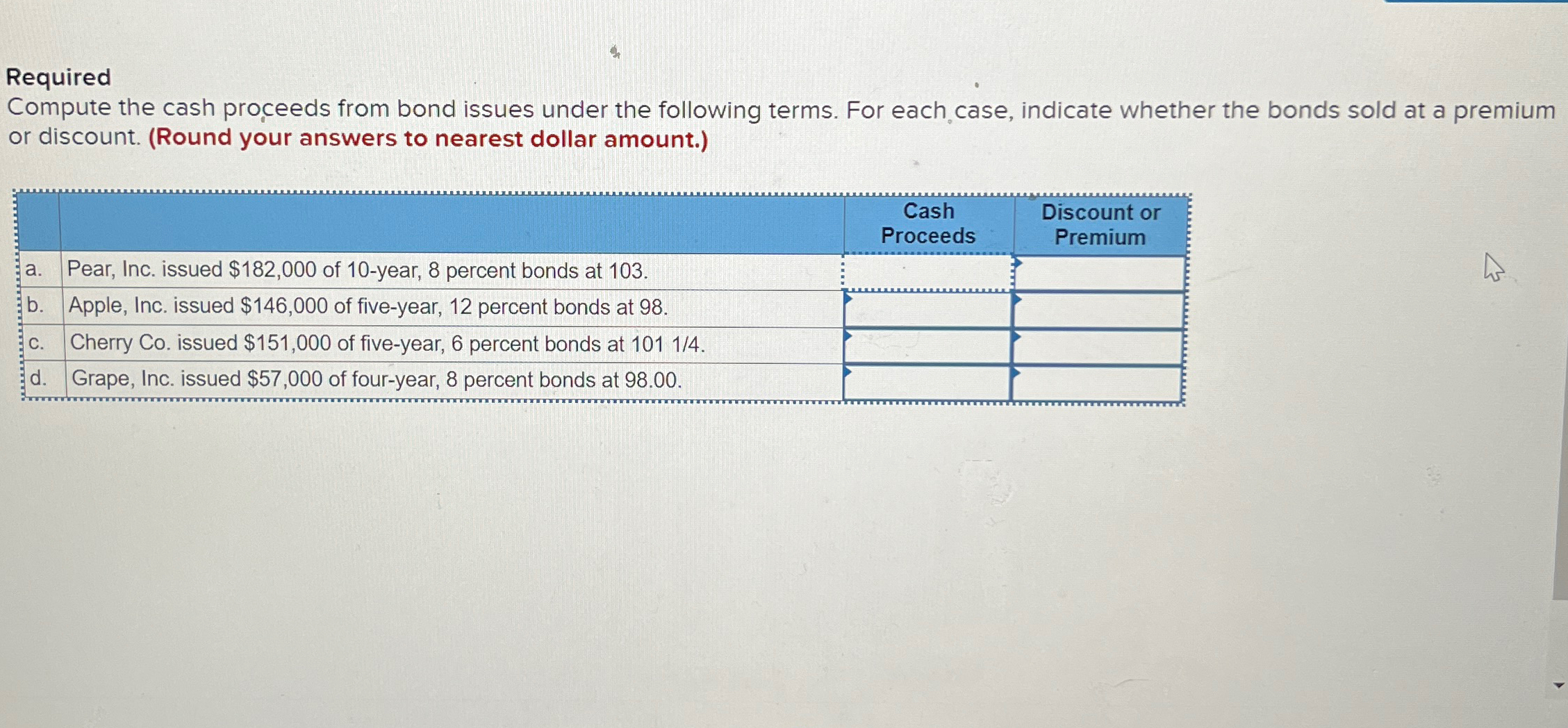 Solved RequiredCompute the cash proceeds from bond issues | Chegg.com