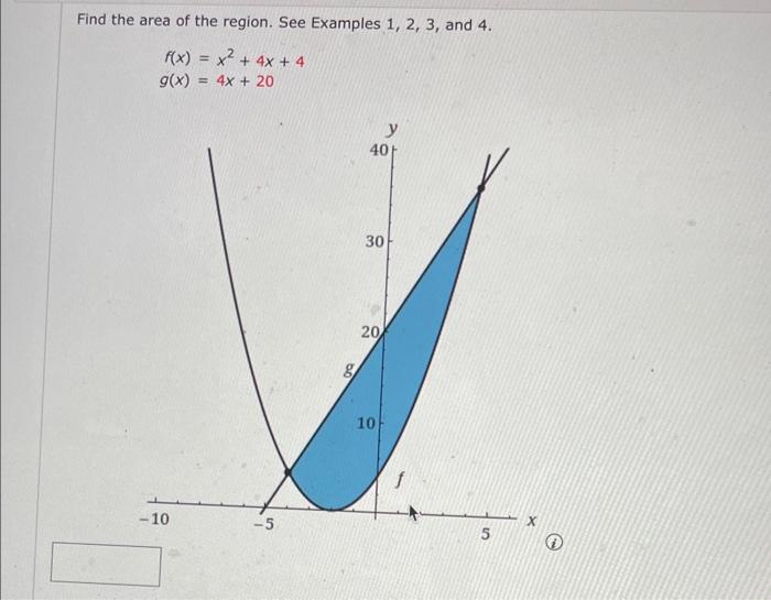 Solved Find the area of the region. See Examples 1, 2, 3, | Chegg.com