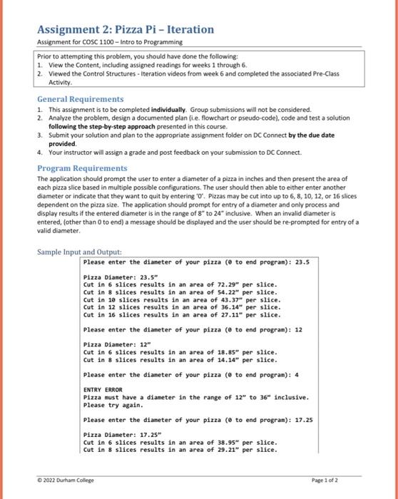 Solved Assignment 2 Pizza Pi Iteration Assignment For
