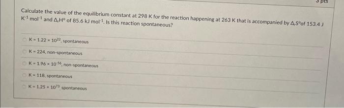 Solved PES Calculate the value of the equilibrium constant | Chegg.com