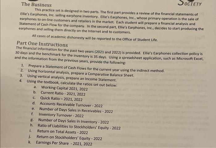 Solved The Business This practice set is designed in two | Chegg.com