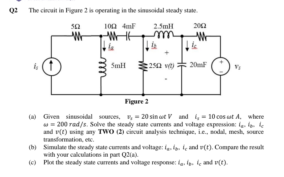 Solved Q2 ﻿The circuit in Figure 2 ﻿is operating in the | Chegg.com