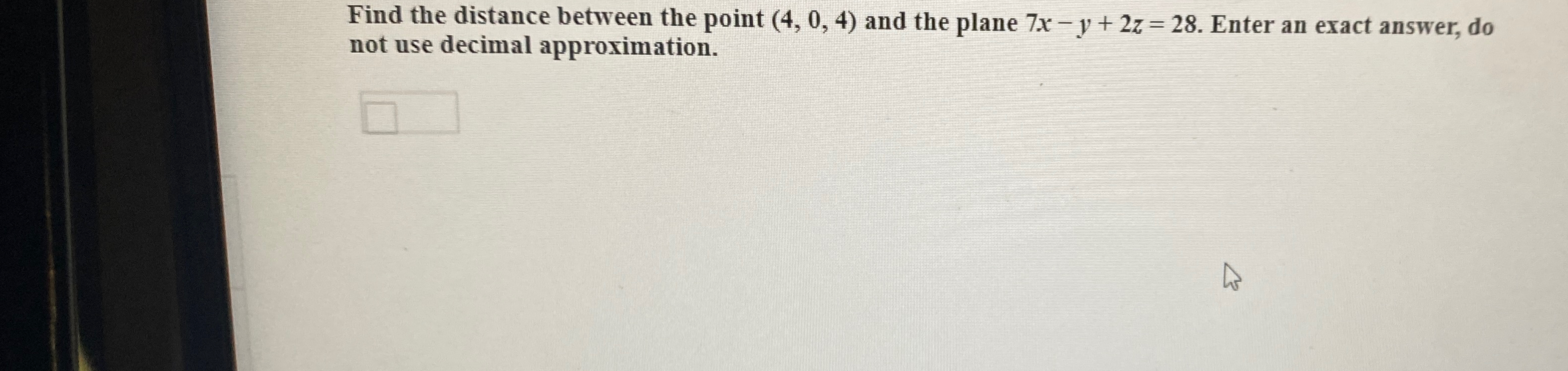 Solved Find the distance between the point (4,0,4) ﻿and the | Chegg.com