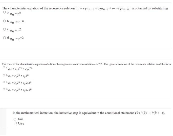 Solved The characteristic equation of the recurrence | Chegg.com