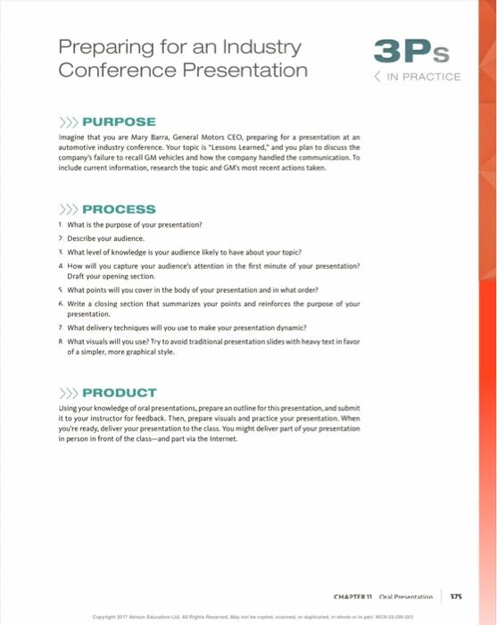 Preparing for an Industry Conference Presentation ≫≫) | Chegg.com