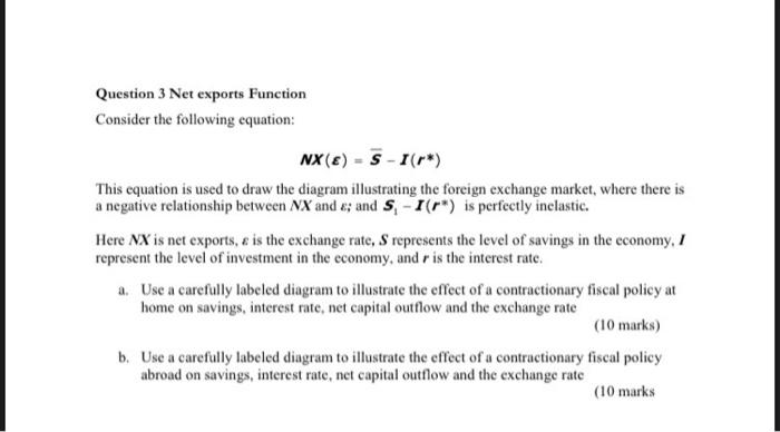 Solved Question 3 Net exports Function Consider the | Chegg.com