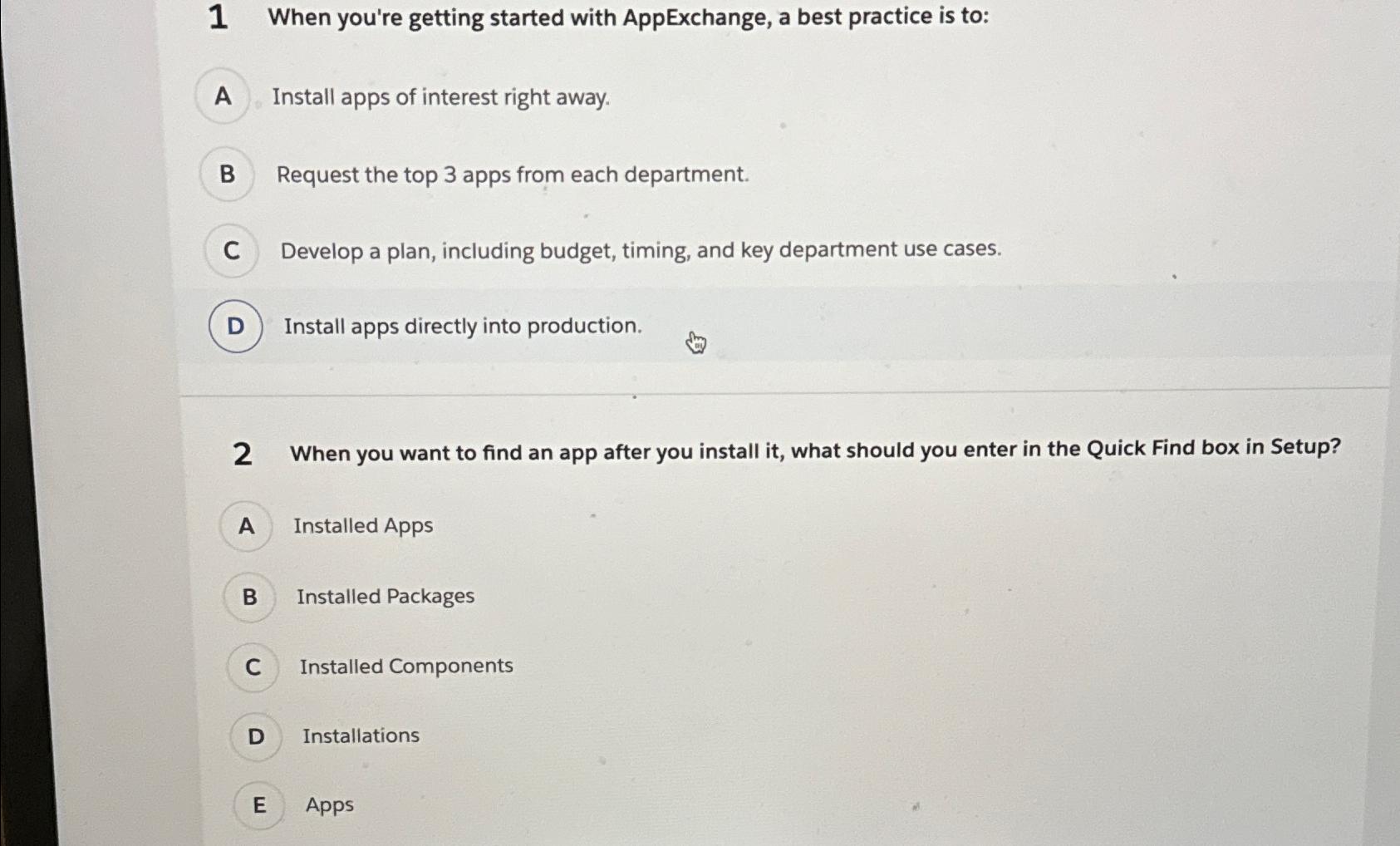 Solved 1 ﻿When you're getting started with AppExchange, a | Chegg.com