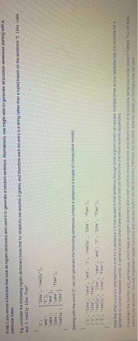 Solved in la 2 you wote a function that took an ngram | Chegg.com