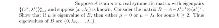Solved Suppose A is an n×n real symmetric matrix with | Chegg.com