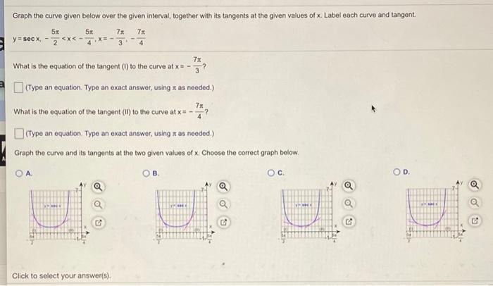 Solved Graph the curve given below over the given interval, | Chegg.com