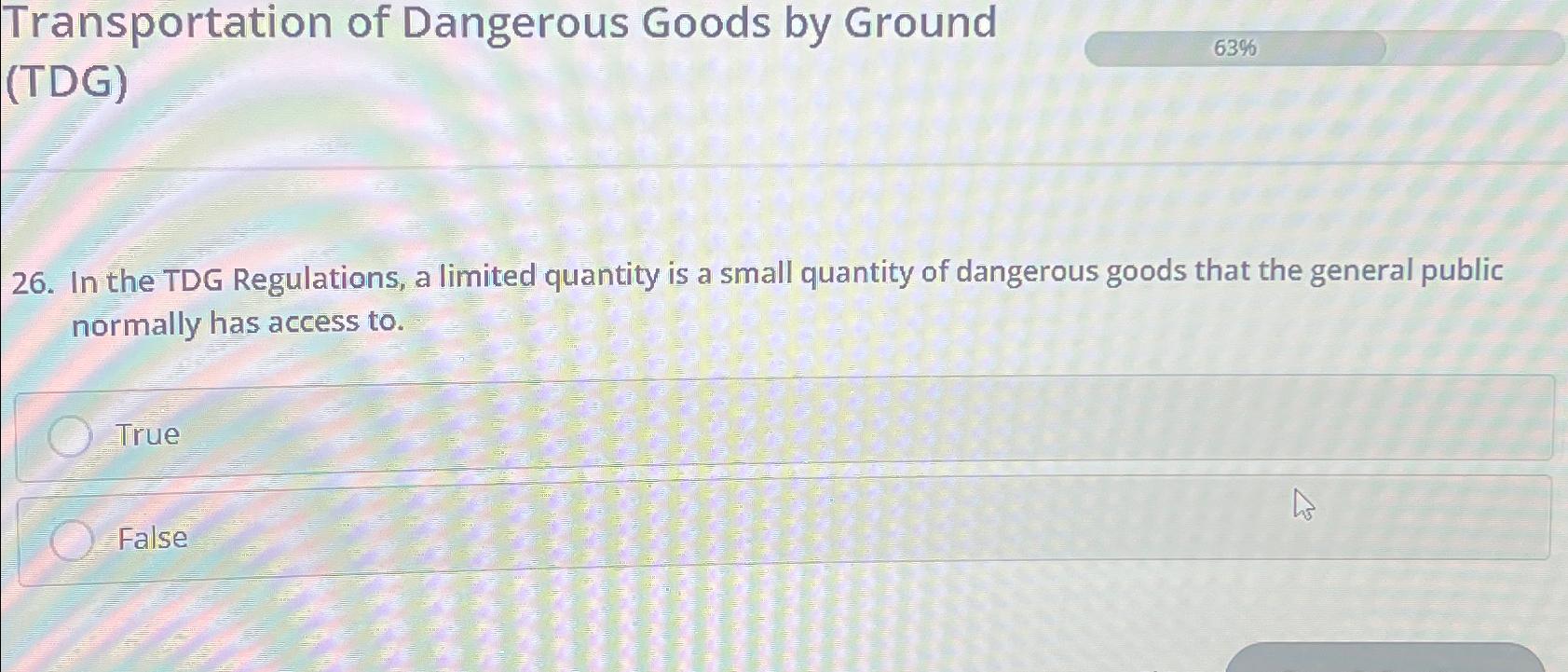 Solved Transportation of Dangerous Goods by Ground (TDG)26. | Chegg.com
