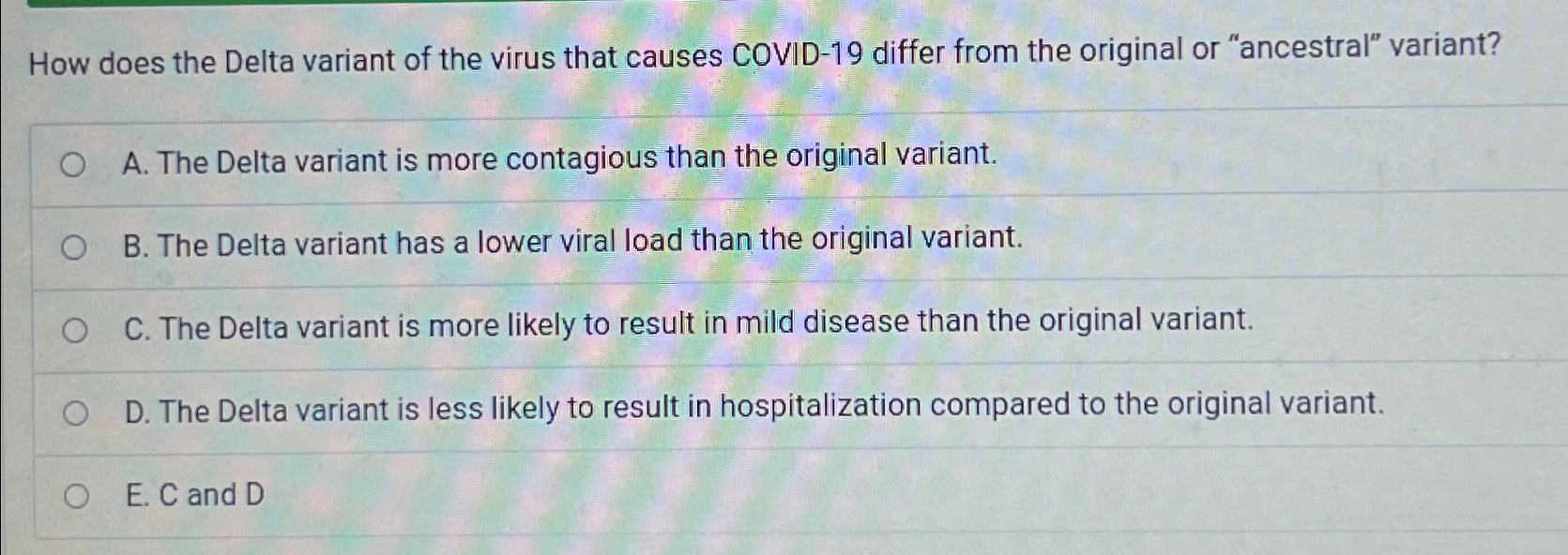 Solved How does the Delta variant of the virus that causes | Chegg.com