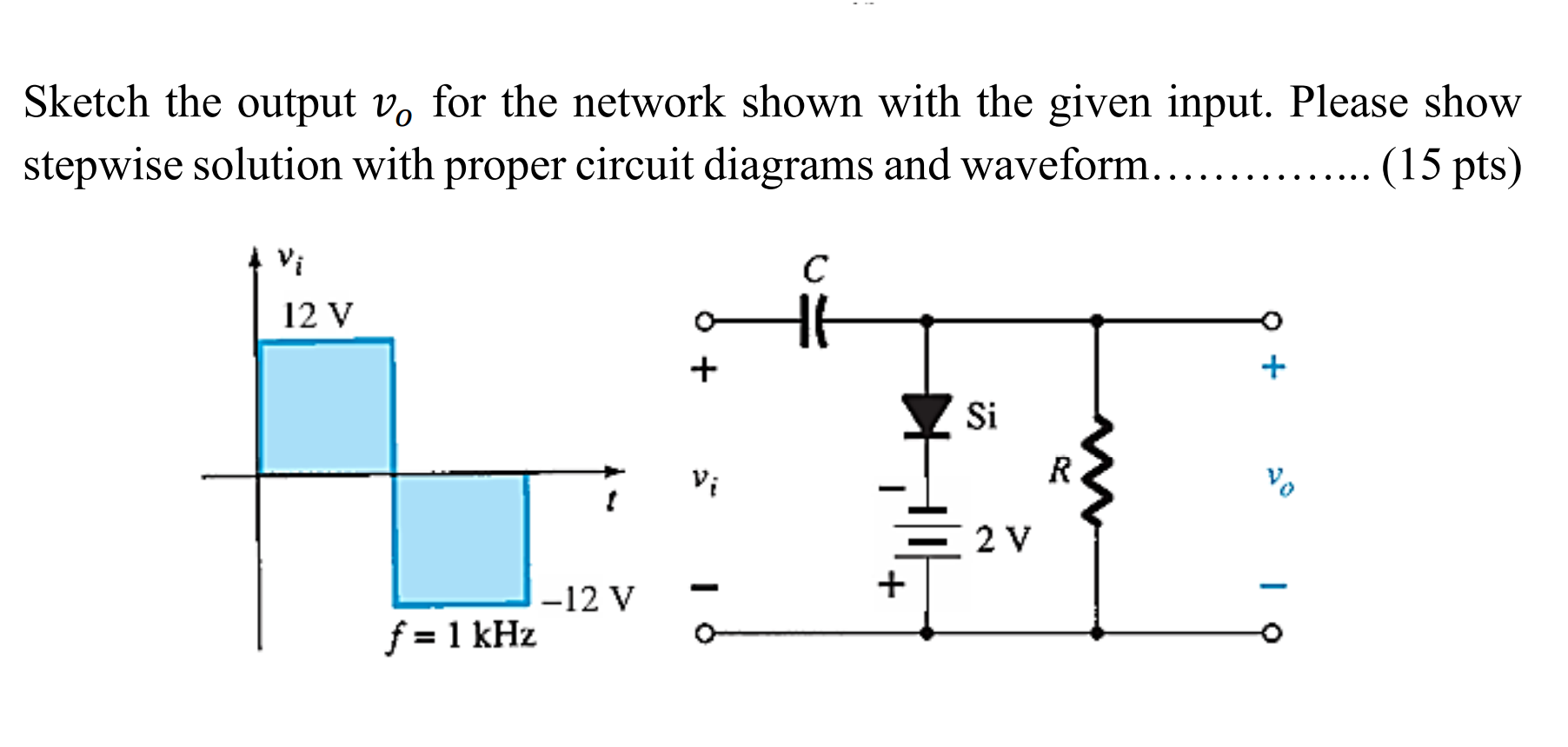 Solved Sketch the output vo for the network shown with the | Chegg.com Solved Sketch the output vo for the network shown with the | Chegg.com