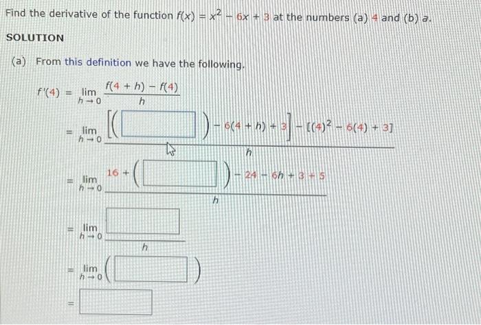 Solved Find the derivative of the function f(x)=x2−6x+3 at | Chegg.com