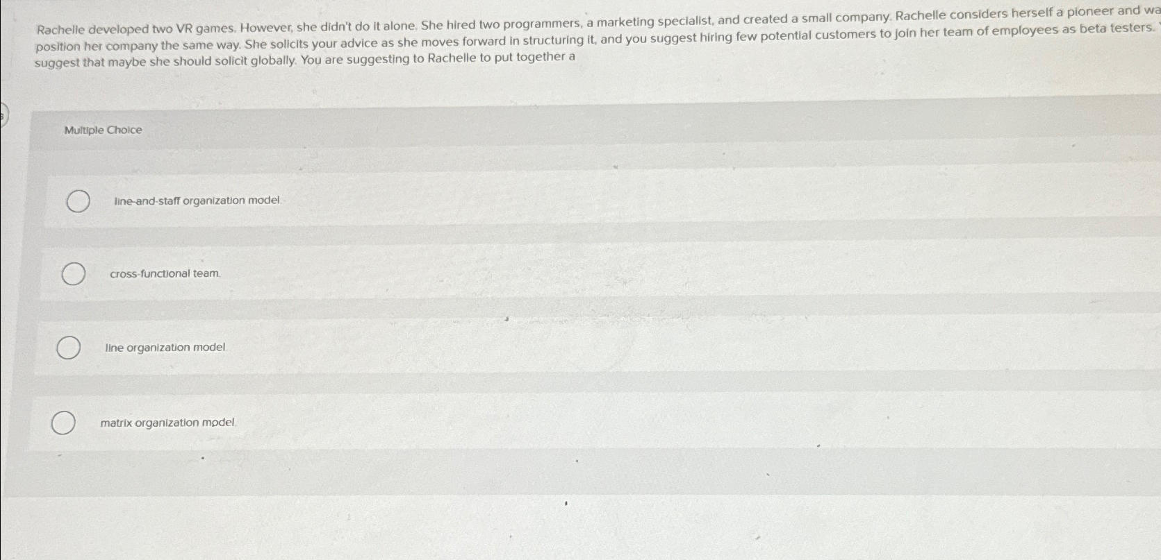 Solved suggest that maybe she should solicit globally. You | Chegg.com