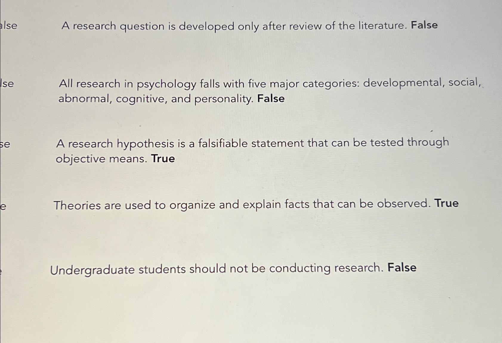 Solved A research question is developed only after review of | Chegg.com