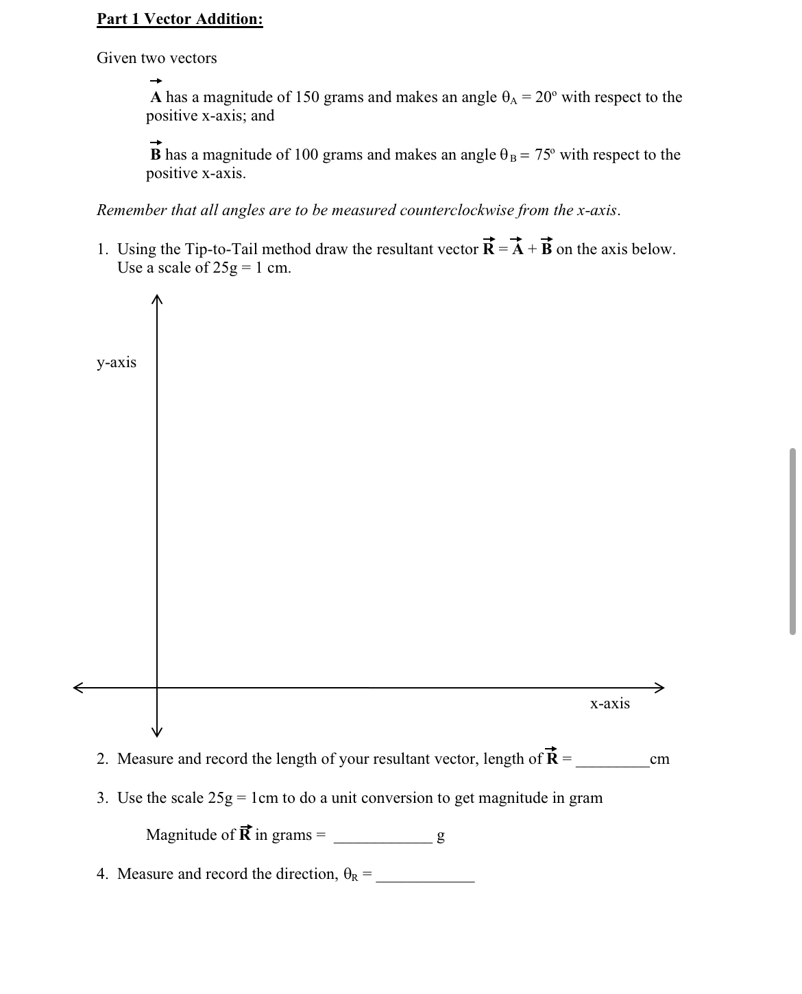 Solved Part 1 ﻿Vector Addition:Given two vectors→A has a | Chegg.com