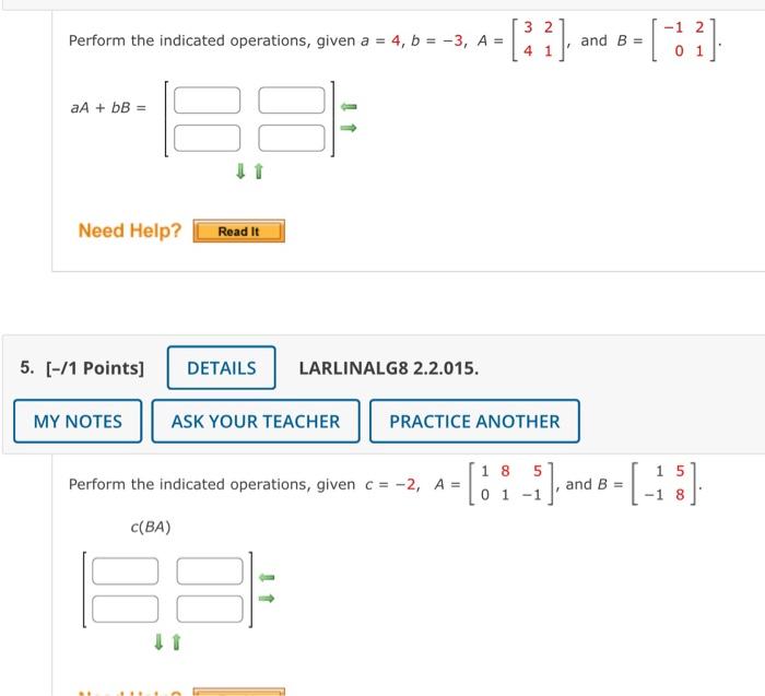 Solved Perform the indicated operations, given | Chegg.com