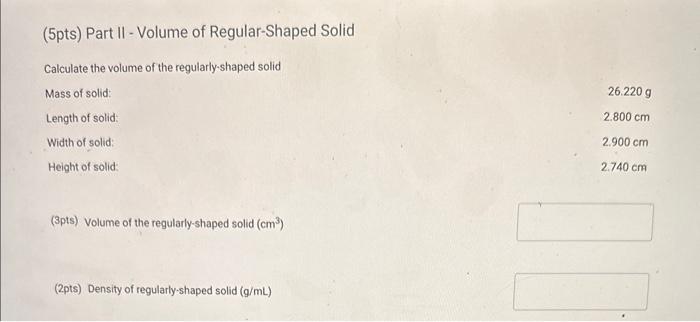 Solved (2pts) Average density ( g/m L ) (2pts) Standard | Chegg.com