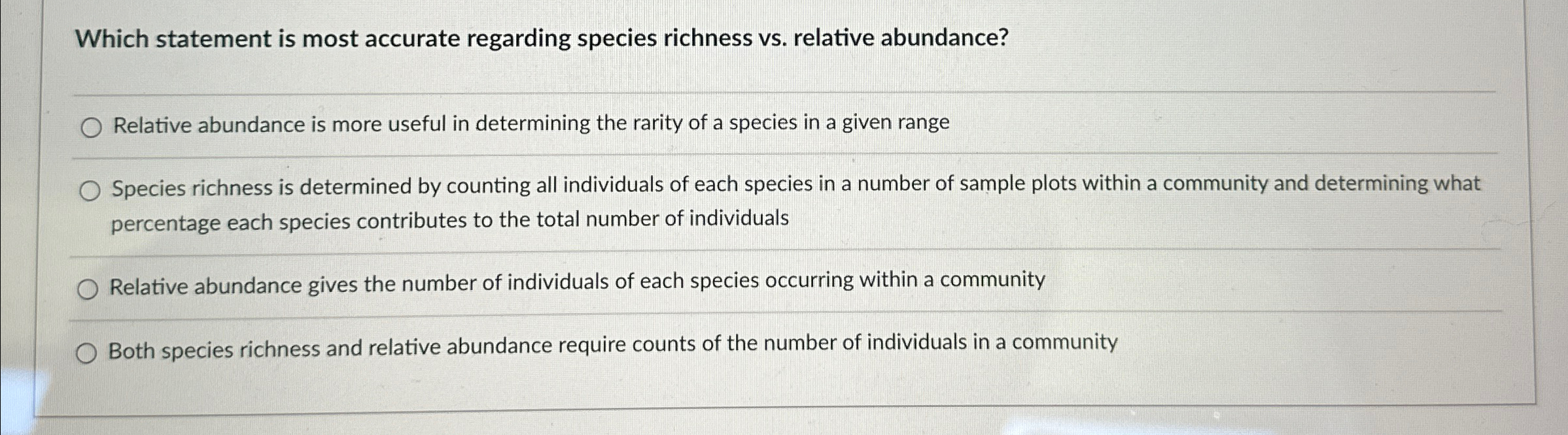 Solved Which statement is most accurate regarding species | Chegg.com