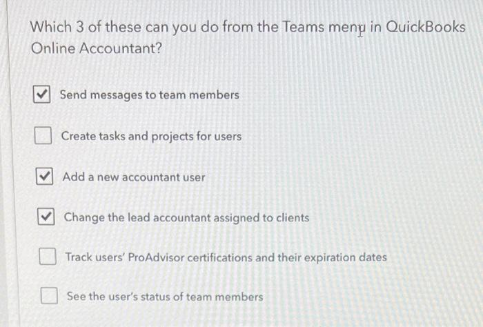 Solved Which 3 of these can you do from the Teams menu in | Chegg.com