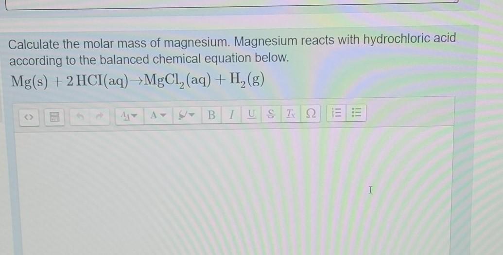 Calculate the molar mass of magnesium. Magnesium | Chegg.com