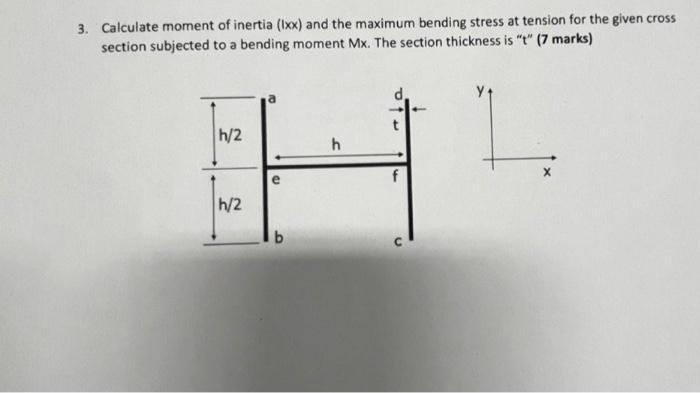 Solved 3. Calculate moment of inertia ( (xx) and the maximum | Chegg.com