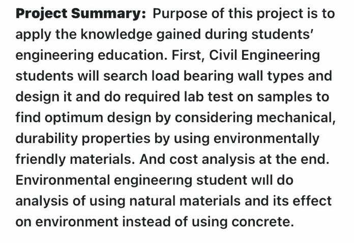 Solved Project Summary: Purpose of this project is to apply | Chegg.com