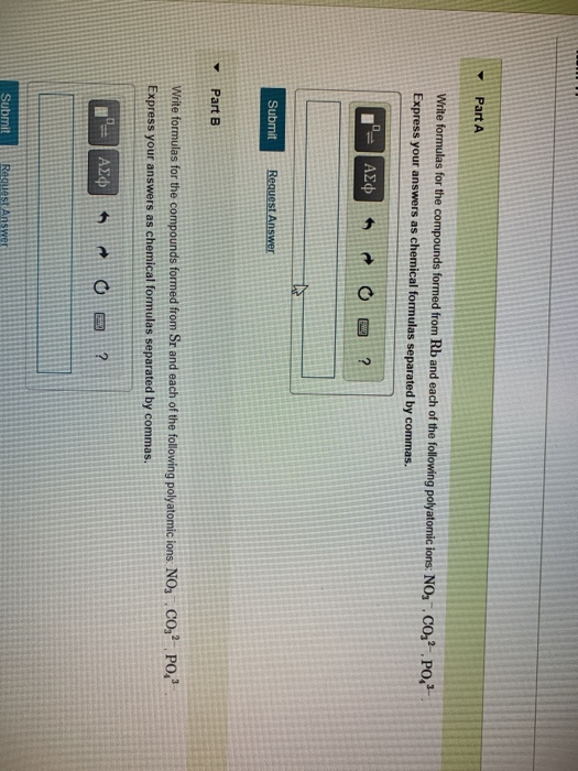 Solved Part A Write formulas for the compounds formed from | Chegg.com