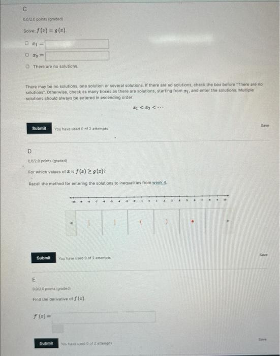 Solved 00/20 pothts (grsded) Solve: f(x)=g(x) x1= xj= There | Chegg.com