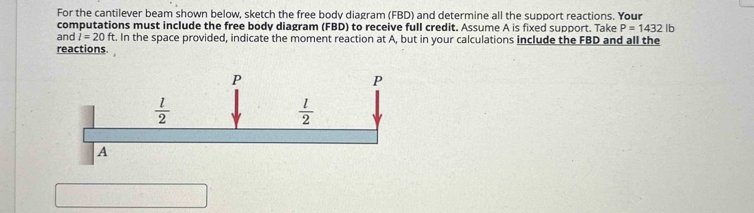 Solved For the cantilever beam shown below, sketch the free | Chegg.com