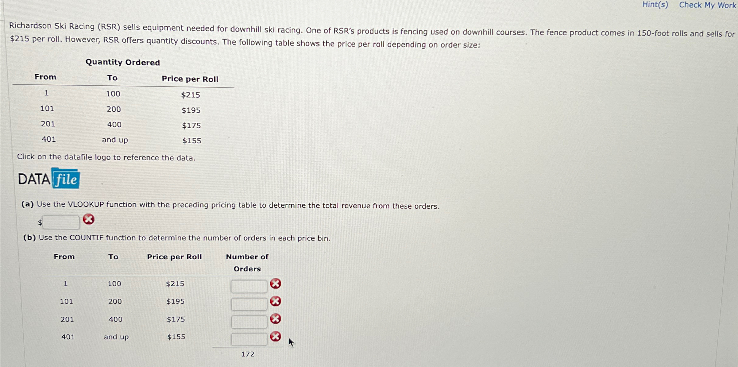 Hint(s)Check My WorkRichardson Ski Racing (RSR) | Chegg.com
