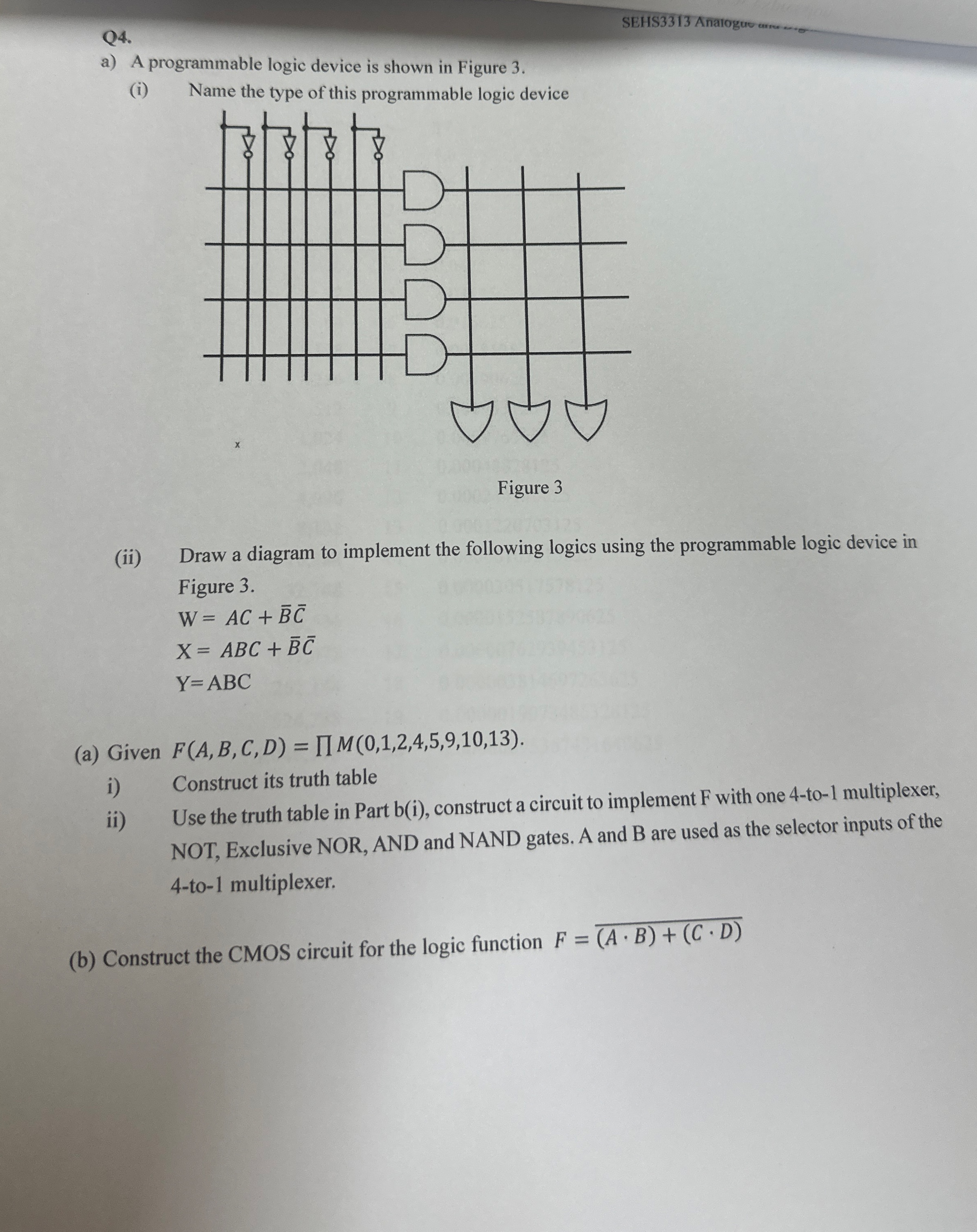 Solved Q4.a) ﻿A programmable logic device is shown in Figure | Chegg.com