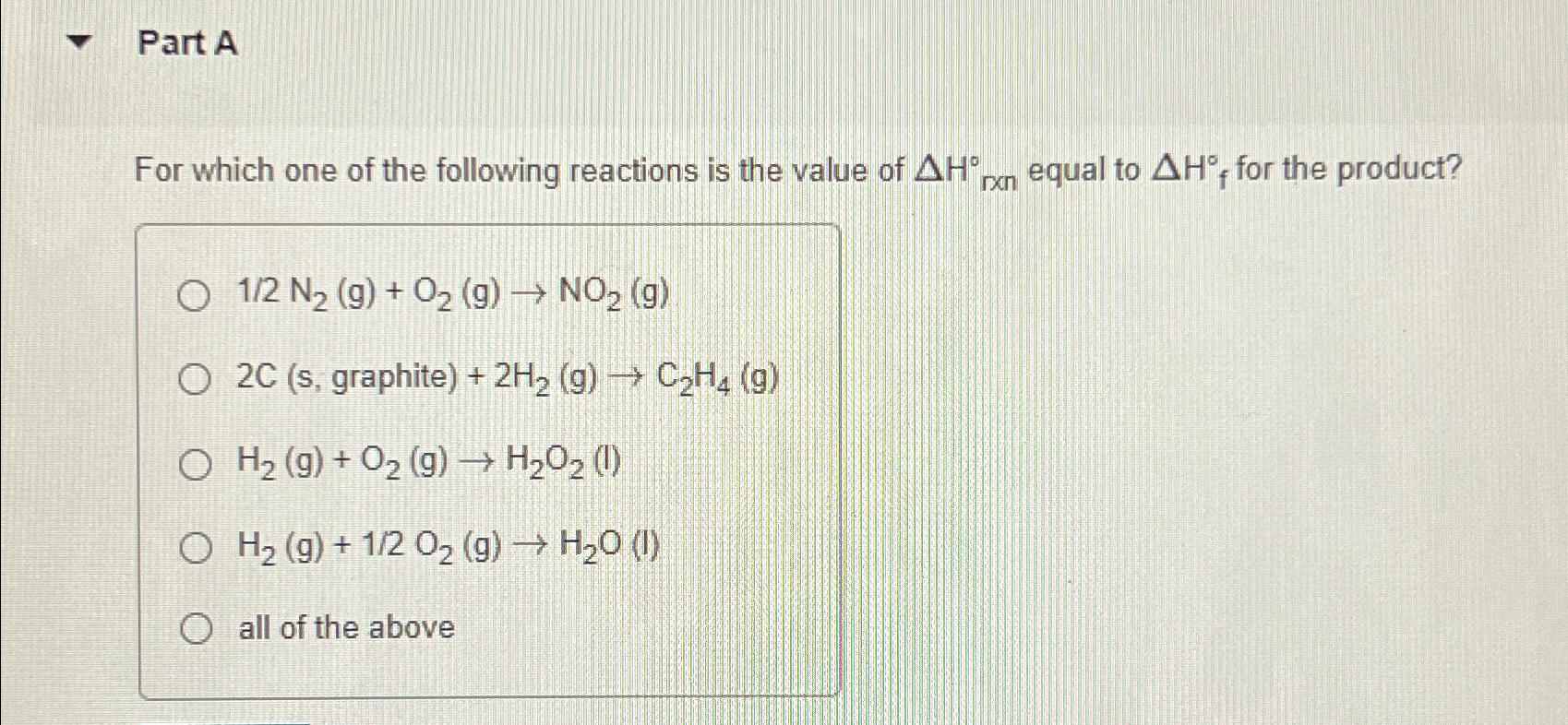 Solved Part AFor which one of the following reactions is the | Chegg.com
