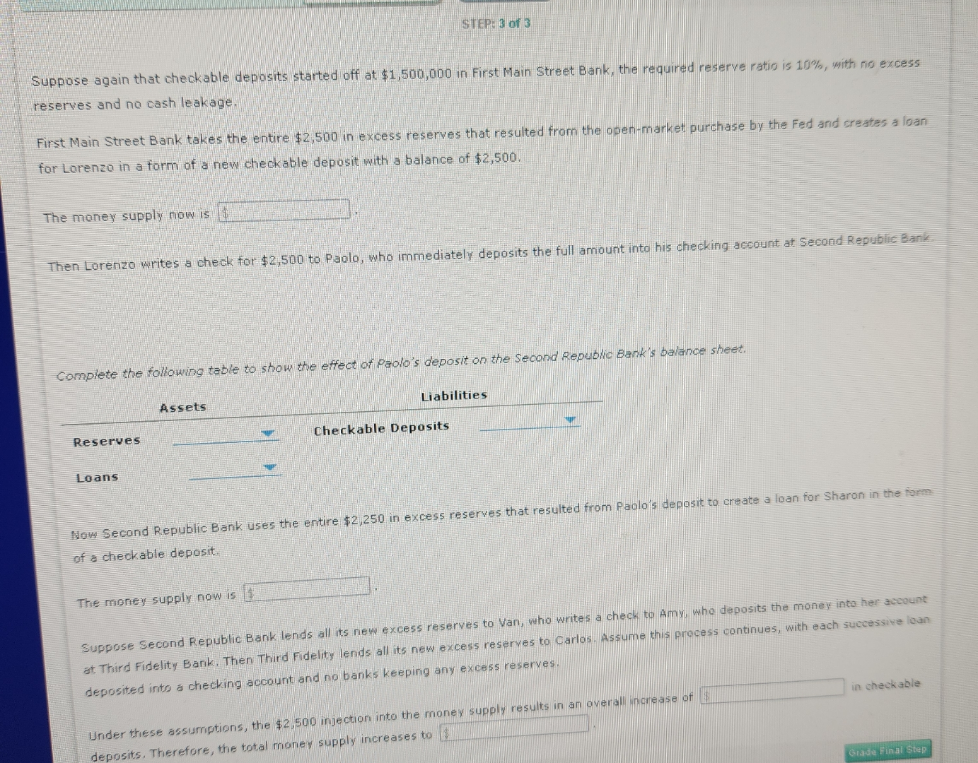 Solved StEP: 3 ﻿of 3Suppose again that checkable deposits | Chegg.com