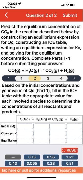 Solved Predict the equilibrium concentration of CO2 in the | Chegg.com