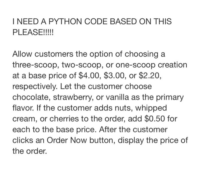 Solved I NEED A PYTHON CODE BASED ON THIS PLEASE!!!!! Allow | Chegg.com