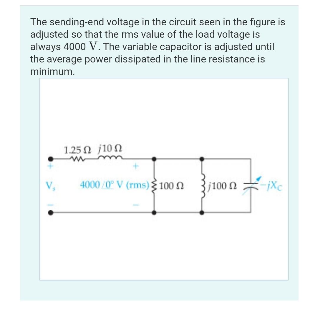 Solved The sending-end voltage in the circuit seen in the | Chegg.com