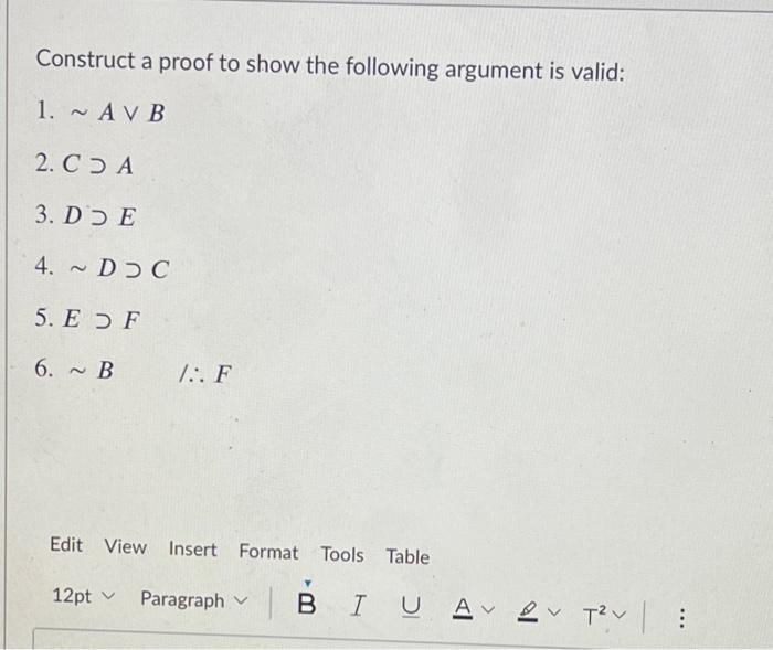 Solved Construct a proof to show the following argument is | Chegg.com