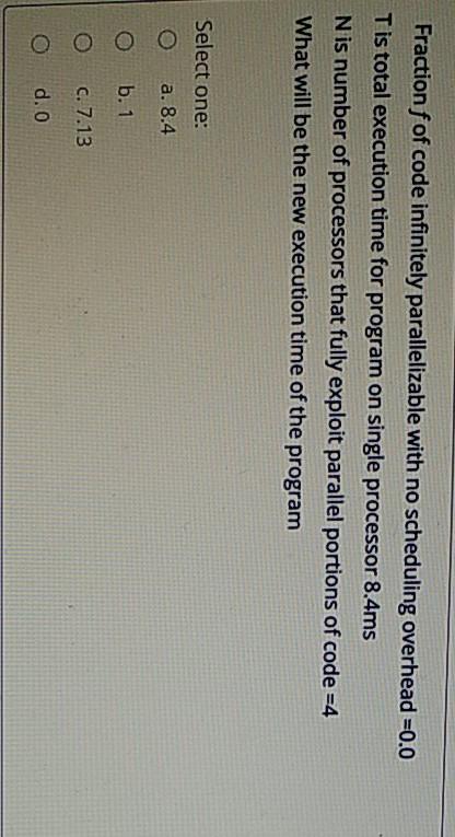 Solved Fraction f of code infinitely parallelizable with no | Chegg.com