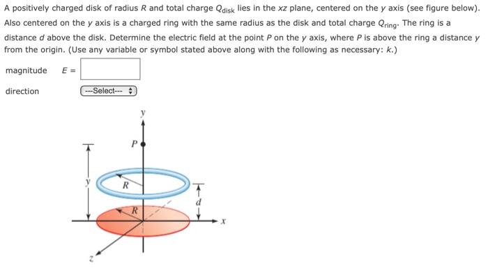 Solved A positively charged disk of radius R and total | Chegg.com