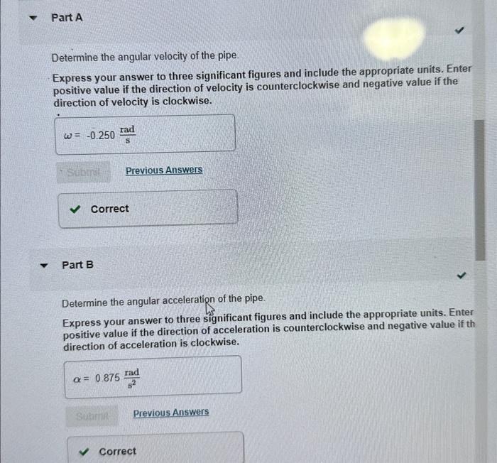 Solved At a given instant, the cables supporting the pipe | Chegg.com