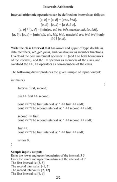 Solved Intervals Arithmetic Interval arithmetic operations | Chegg.com