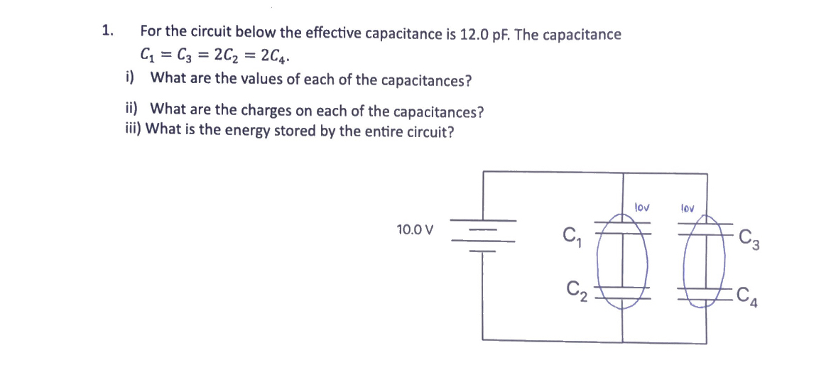 Solved For the circuit below the effective capacitance is | Chegg.com