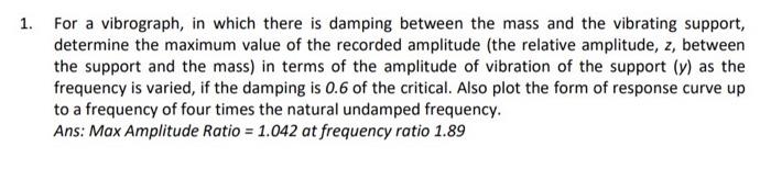 Solved For a vibrograph, in which there is damping between | Chegg.com