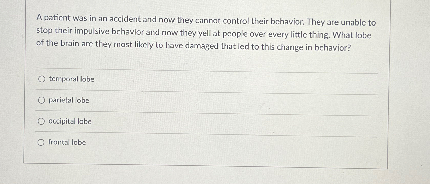 Solved A patient was in an accident and now they cannot | Chegg.com
