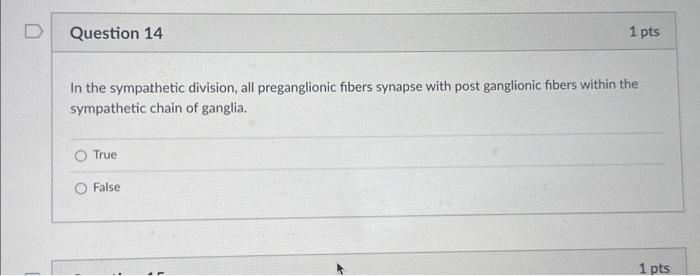 Solved In the sympathetic division, all preganglionic fibers | Chegg.com