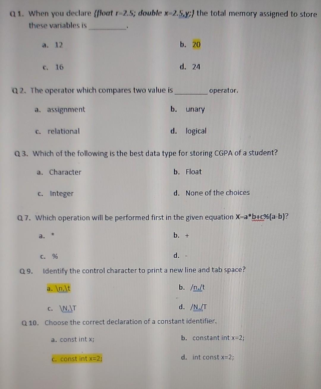 Solved Q1. When you declare {float r-2.5; double x-2.5.y:) | Chegg.com