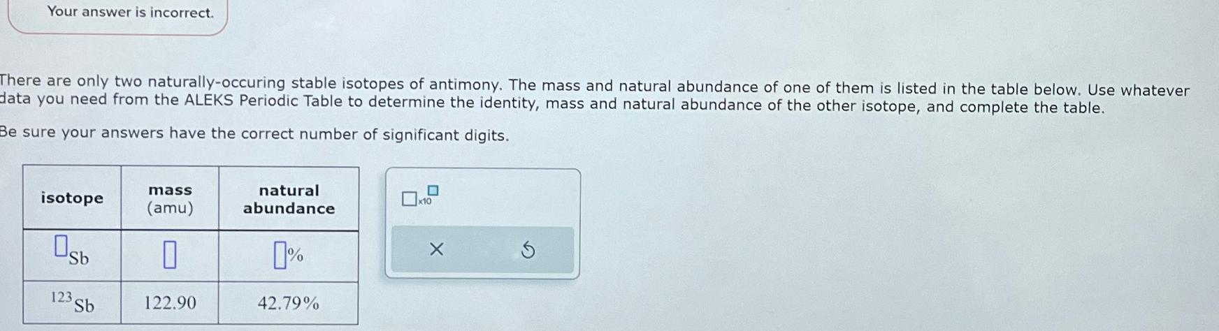 Solved There are only two naturally-occuring stable isotopes | Chegg.com